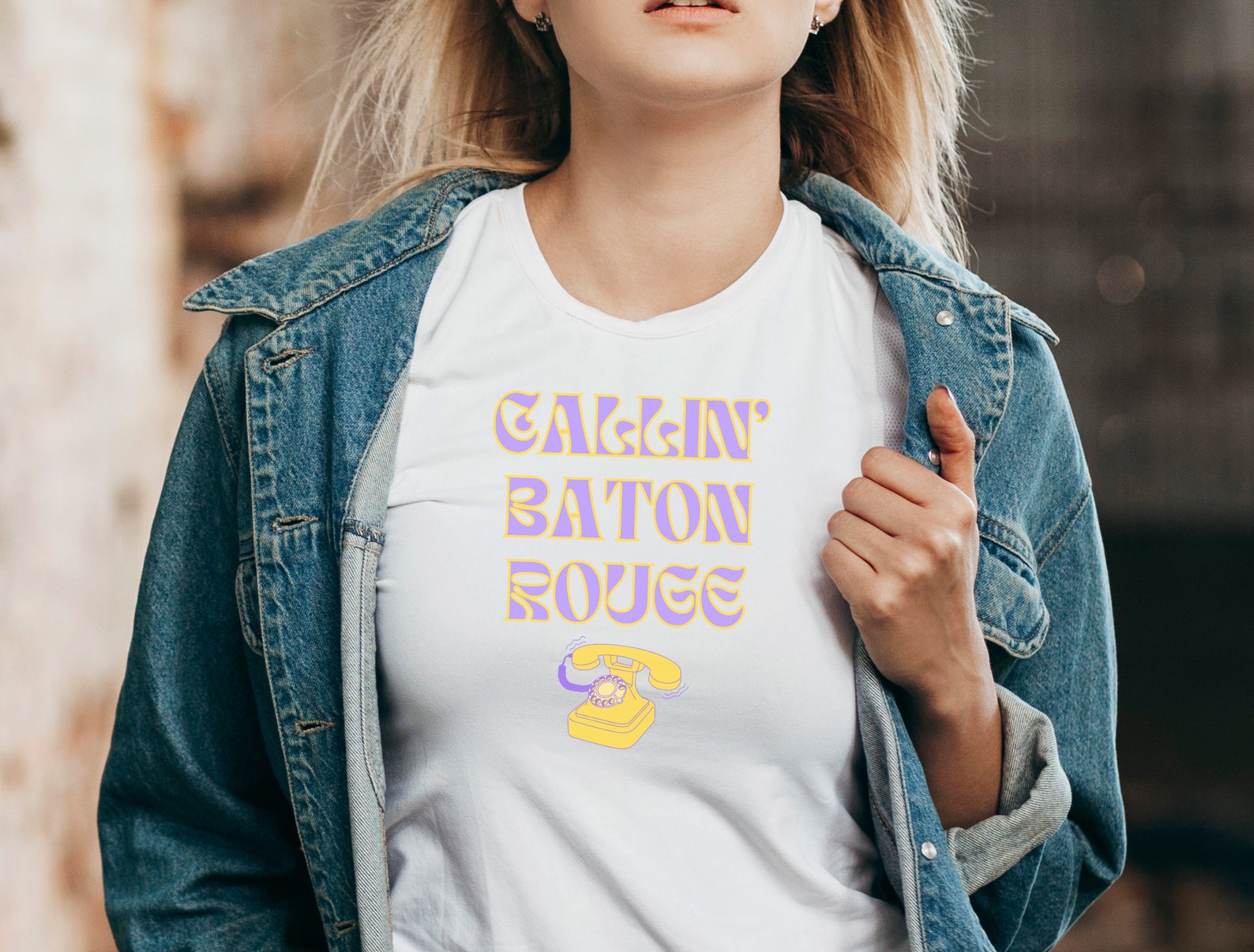 Retro Callin' Baton Rouge White T-shirt for Women | Tiger Football ...