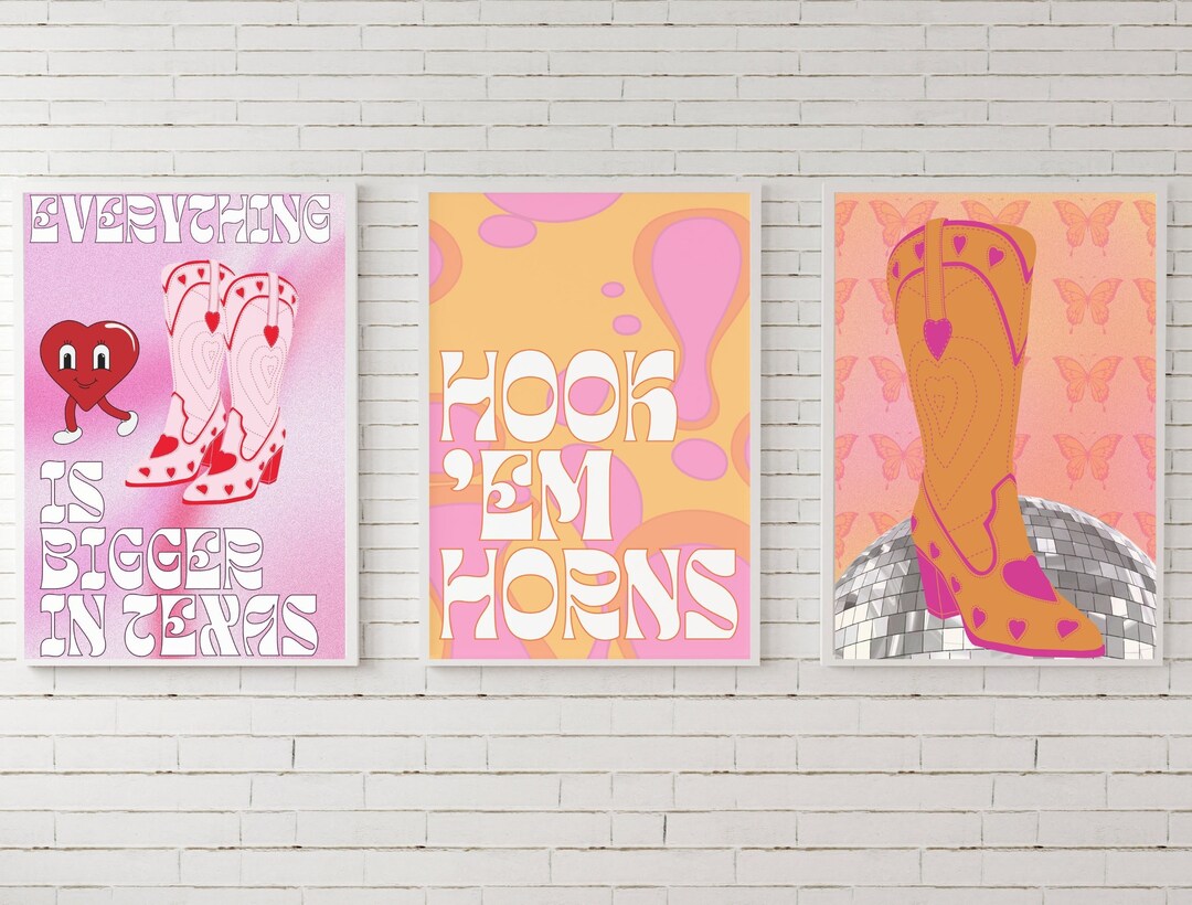 Austin Preppy Poster Pack | Set of 4 Downloadable Art | Preppy Dorm ...