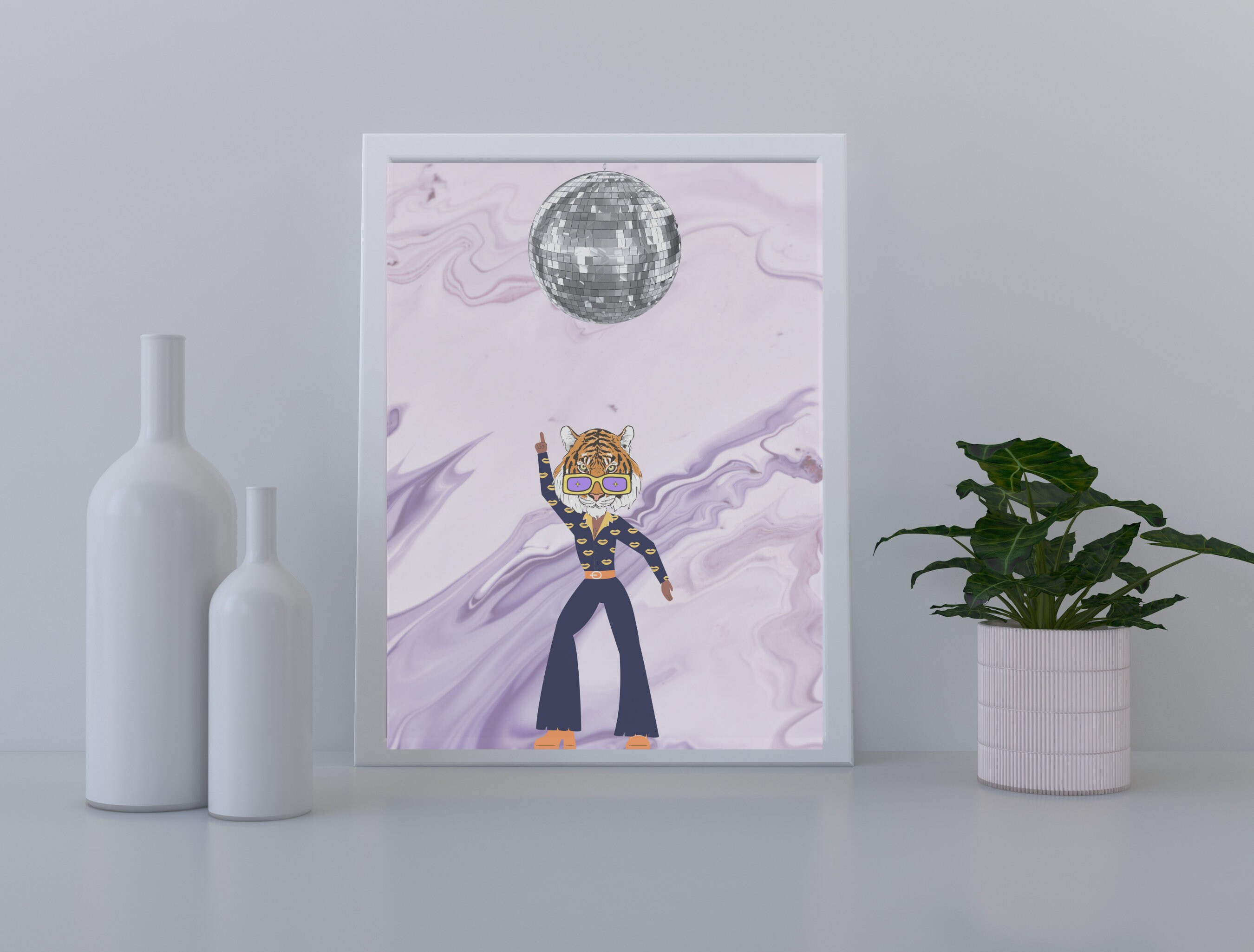 Disco Mike the Tiger Printable Wall Art Digital Download College Wall ...