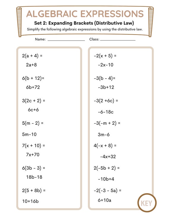 Expanding Algebraic Expressions Worksheets 4966718 | Algebra: