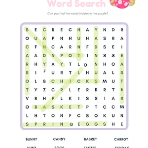 Easter Kids Wordsearch - Etsy