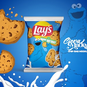 Cookie Monster Chip Bag Party Favor Label - Etsy