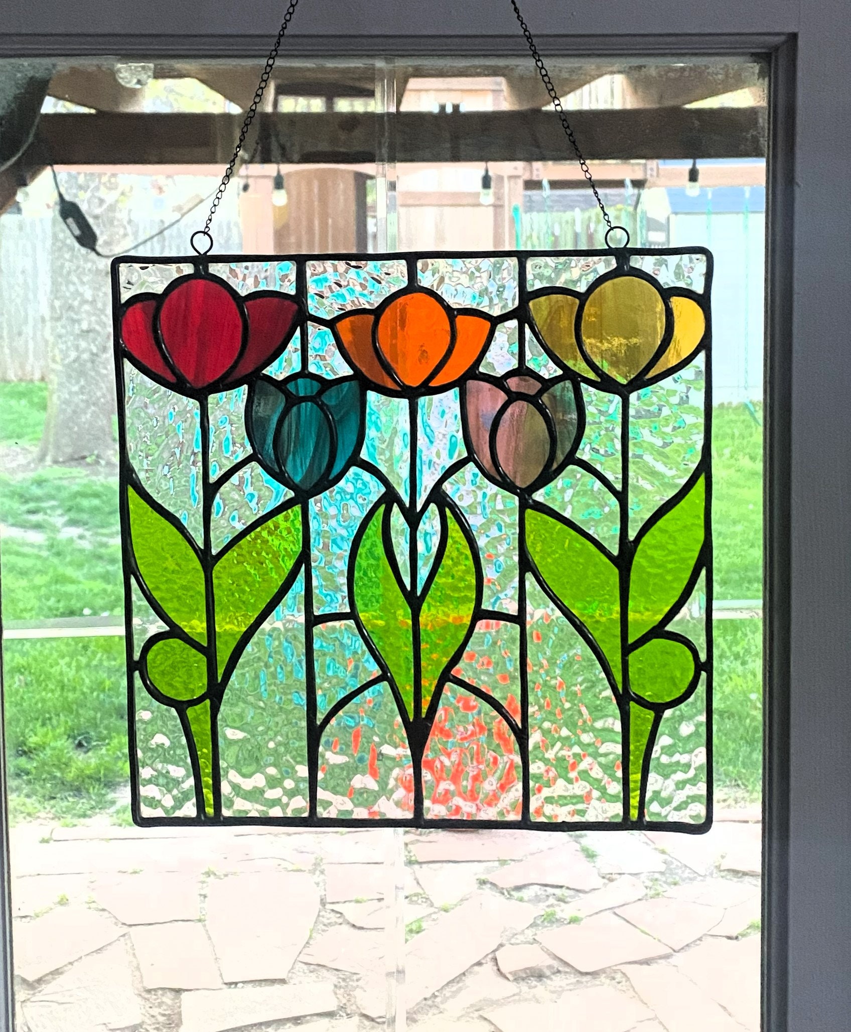 Tulips in the Spring Stained Glass Window Suncatcher Panel - Etsy