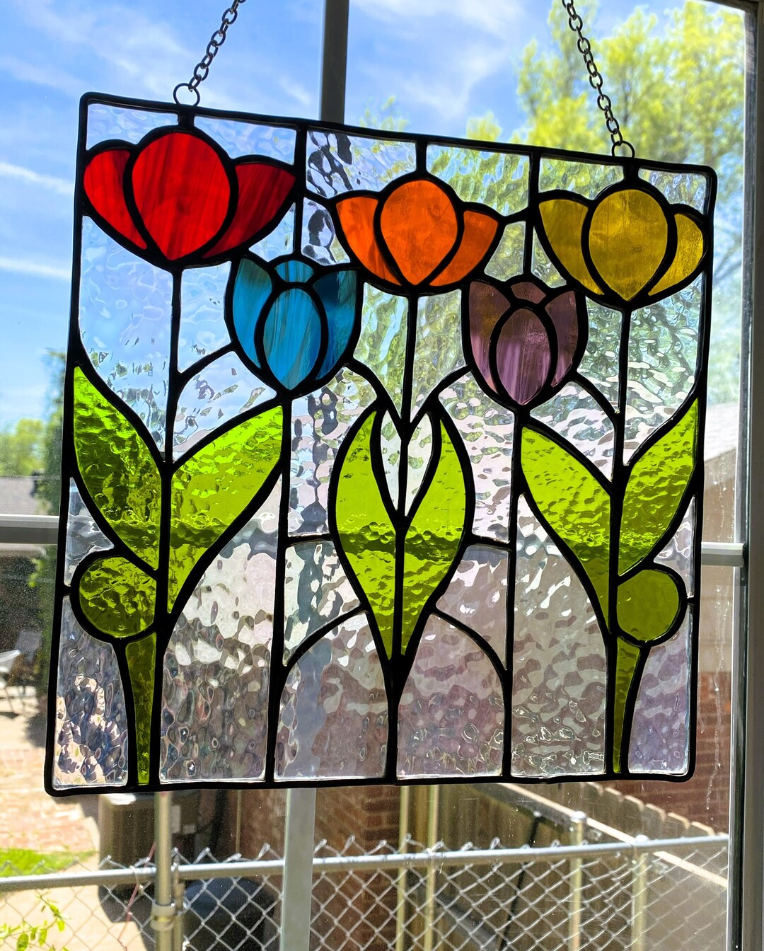 Tulips in the Spring Stained Glass Window Suncatcher Panel - Etsy