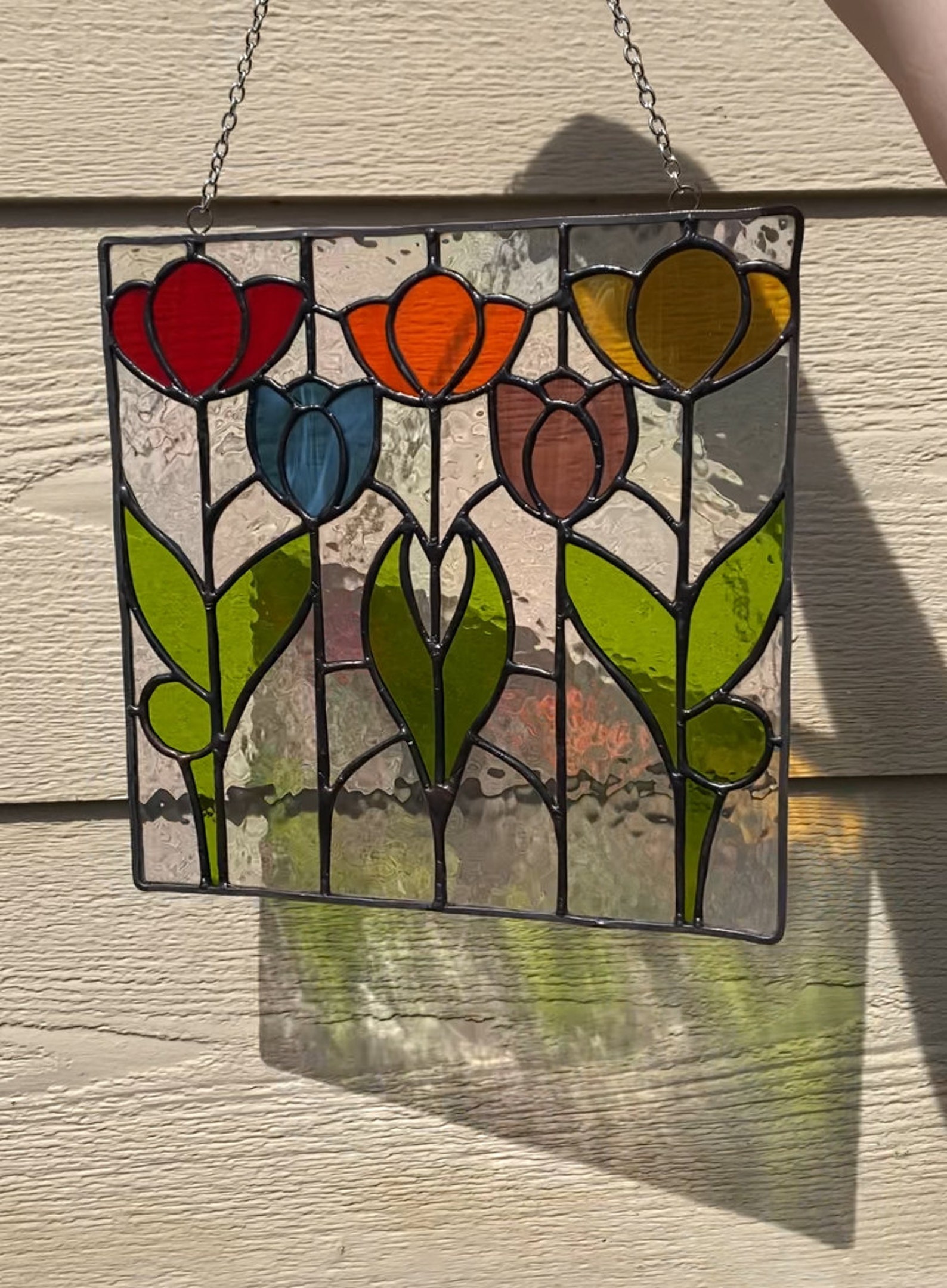 Tulips in the Spring Stained Glass Window Suncatcher Panel - Etsy