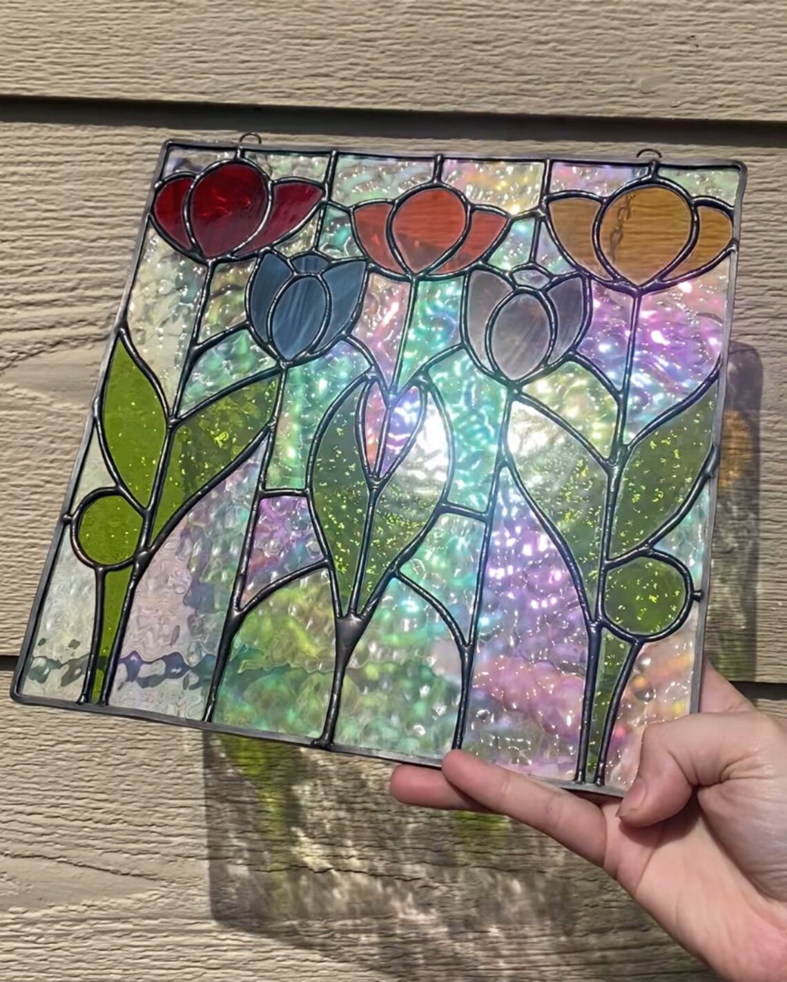 Tulips in the Spring Stained Glass Window Suncatcher Panel - Etsy