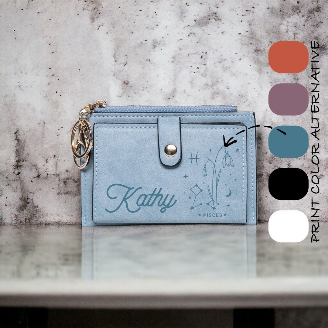 Custom Celestial Birth Flower Wallet, Zodiac Wallet, Personalized ...