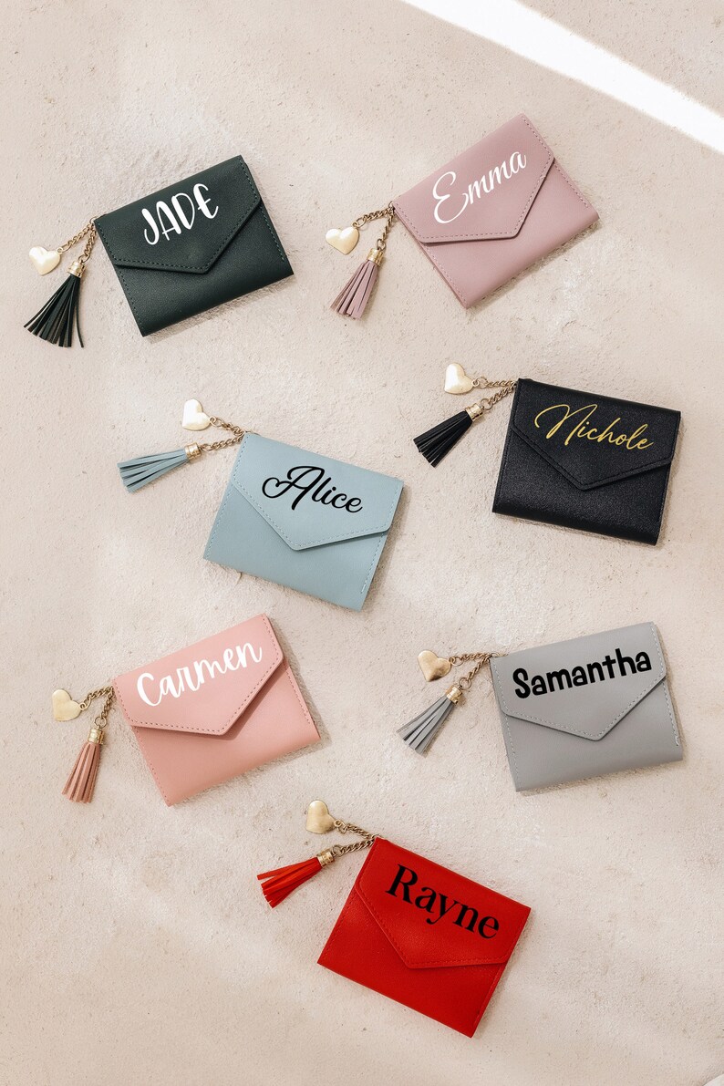 Custom Name Wallet, Vegan Leather Wallet, Cute Envelope Wallet, Gift ...