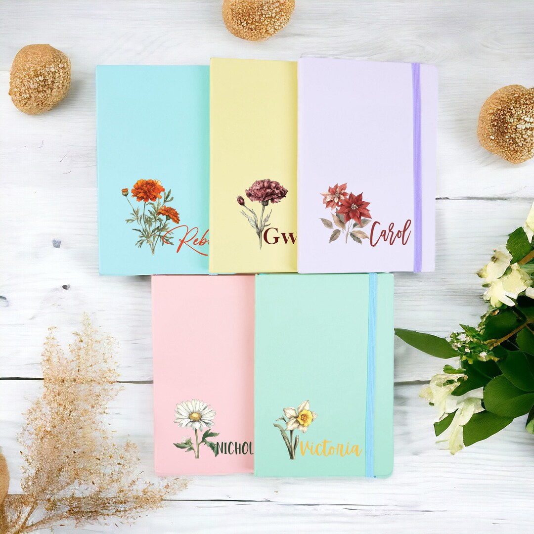 Personalized Floral Notebook, Birth Flower Notebook, Mother's Day Gifts ...