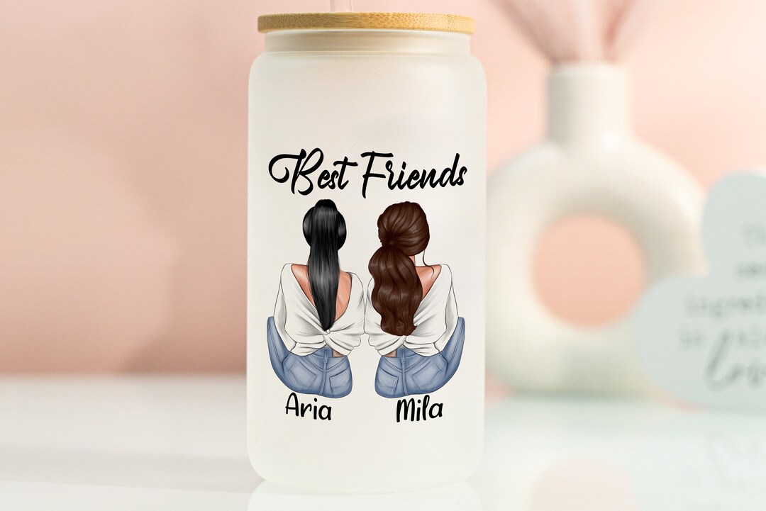 Personalized Name Best Friend Glass Cups, 16oz Frosted Tumbler for Her ...
