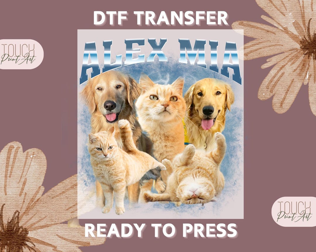Cute Pet Picture DTF, Custom Dog Photo Decal Iron On, Personalized for ...