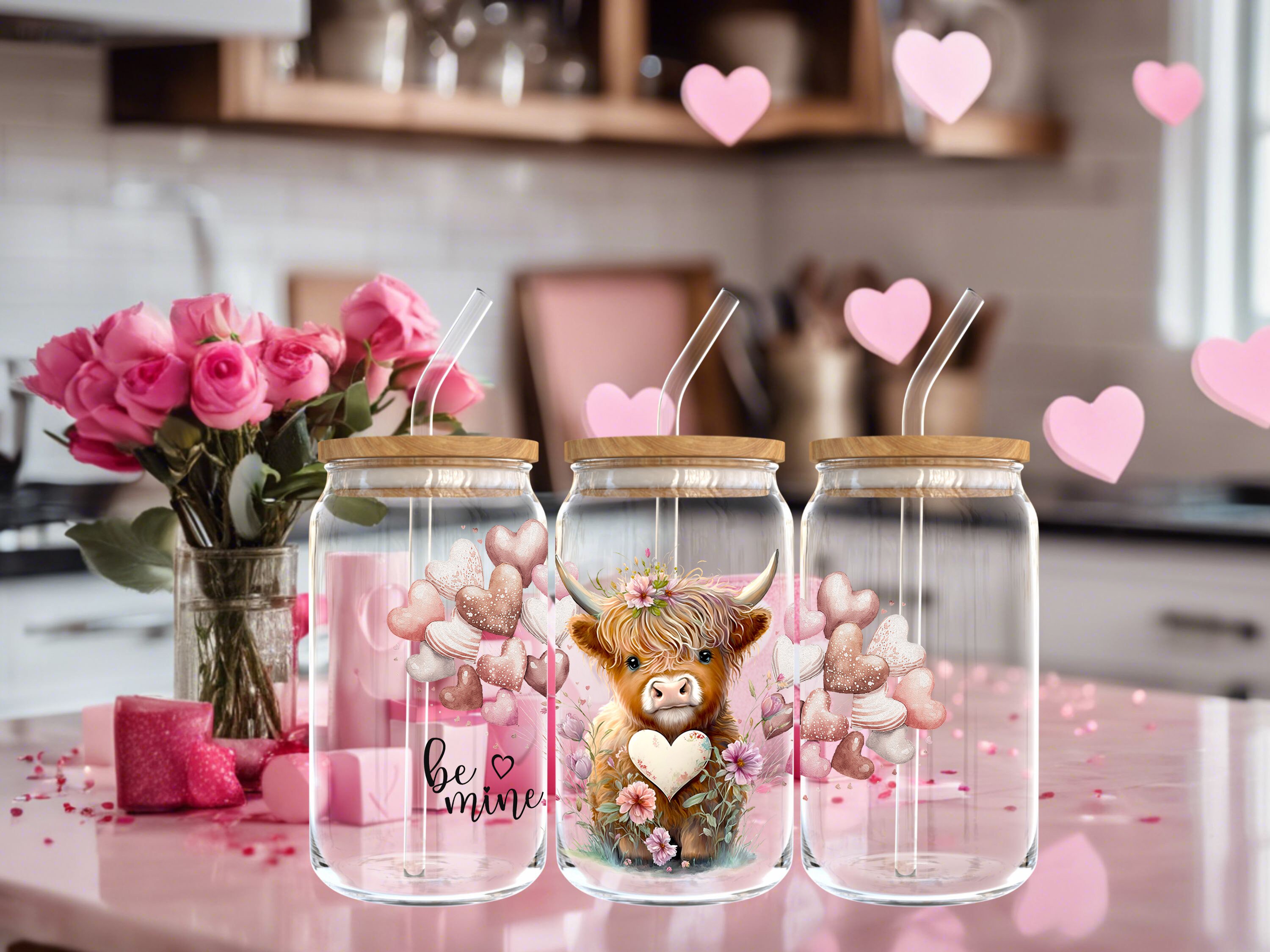 Highland Cow Glass Tumbler, Personalized Jar, Cute Cow Glass Can, Be ...