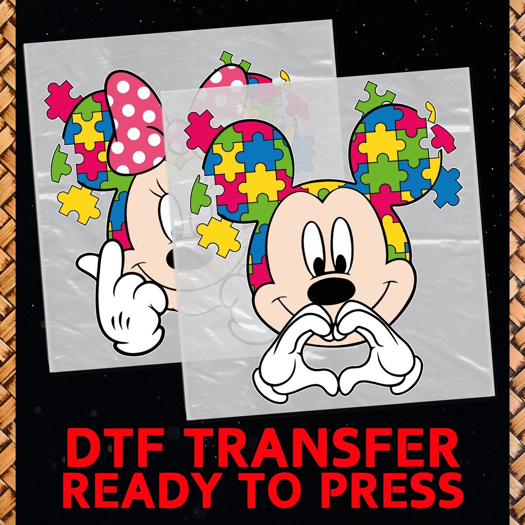 Disney Autism Awareness DTF Transfer, Mickey Minnie Autism Heat ...