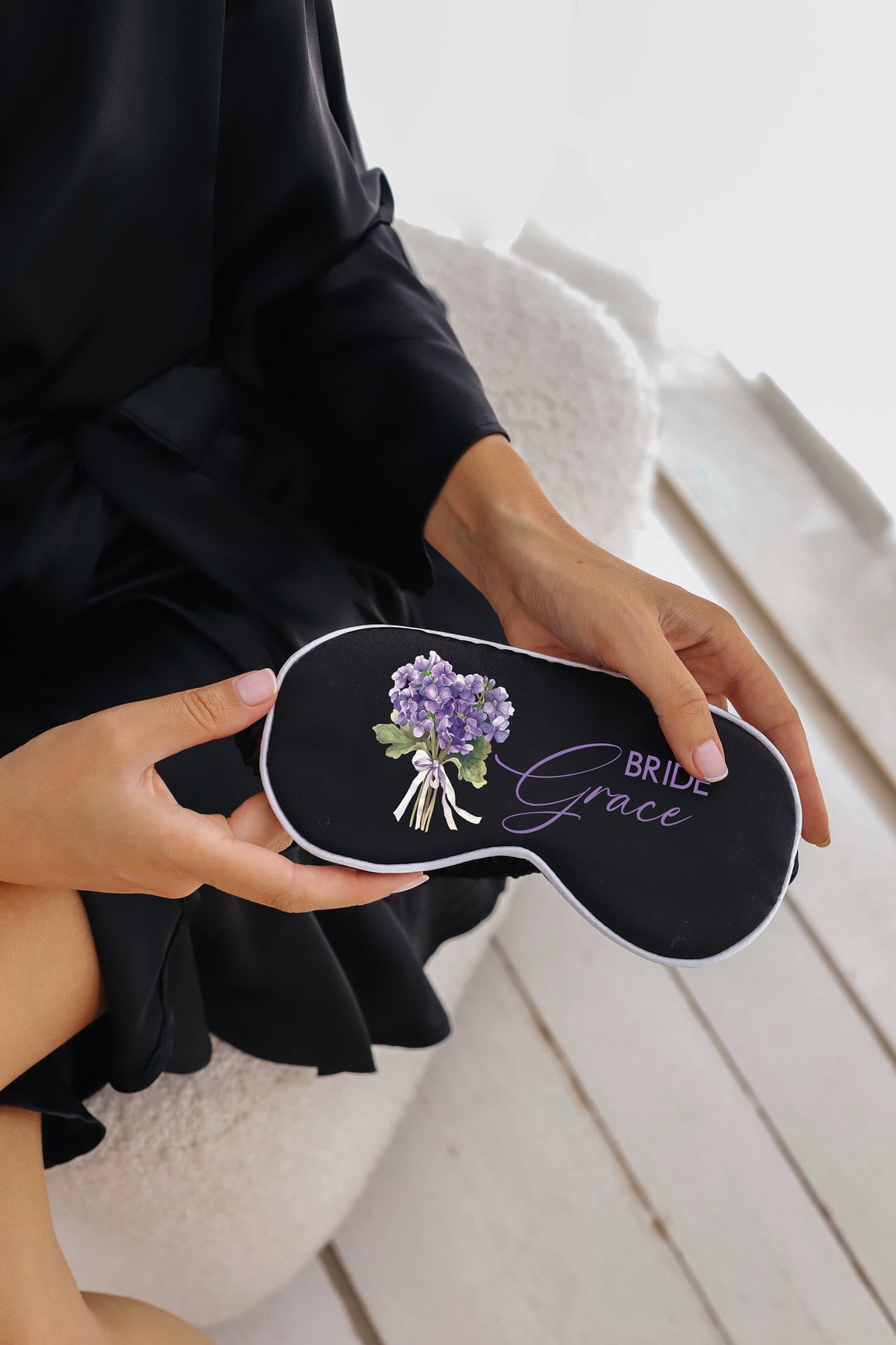 Custom Flower and Name Sleep Mask, Personalized Satin Sleep Mask ...