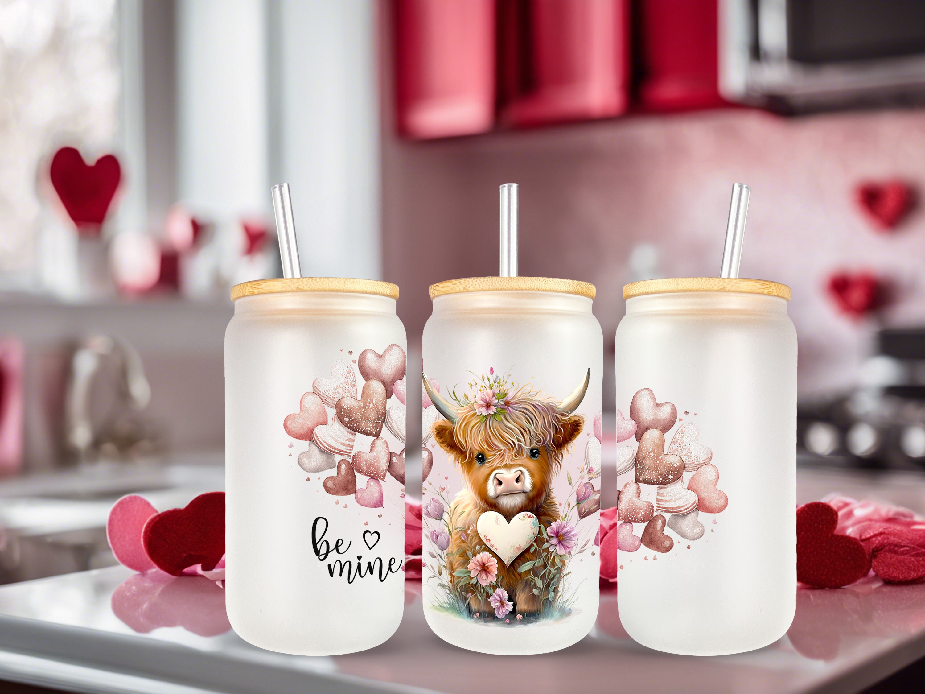 Highland Cow Glass Tumbler, Personalized Jar, Cute Cow Glass Can, Be ...