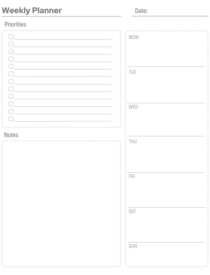 Weekly Planner Printable and Digitally Fillable, Organizer, to Do List ...