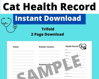 Cat Health Record Canva Template Kitten Vaccination Record Feline ...