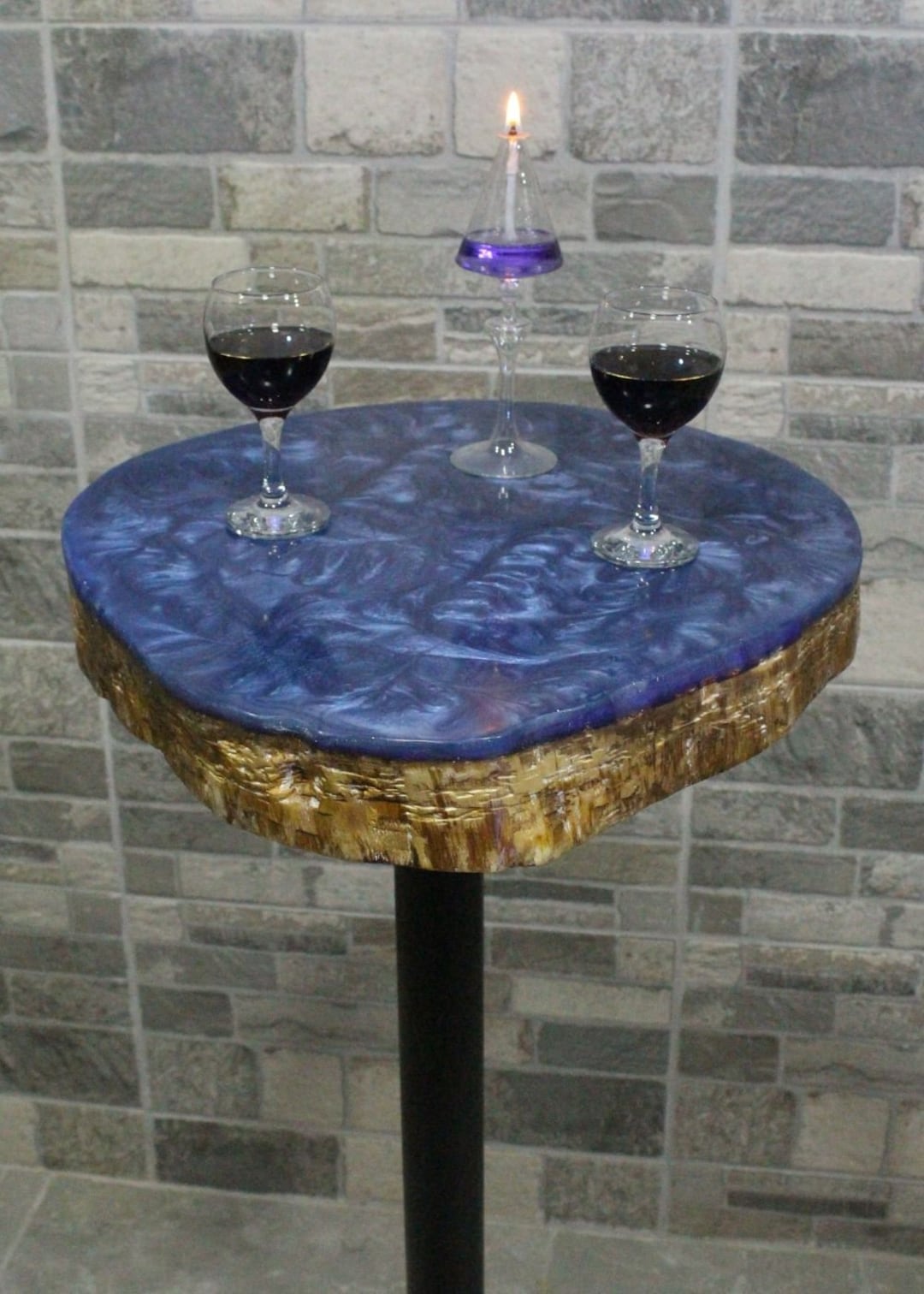 Parliament Blue High Bar Table, Epoxy on Wood, Epoxy Bar Table, Wooden ...