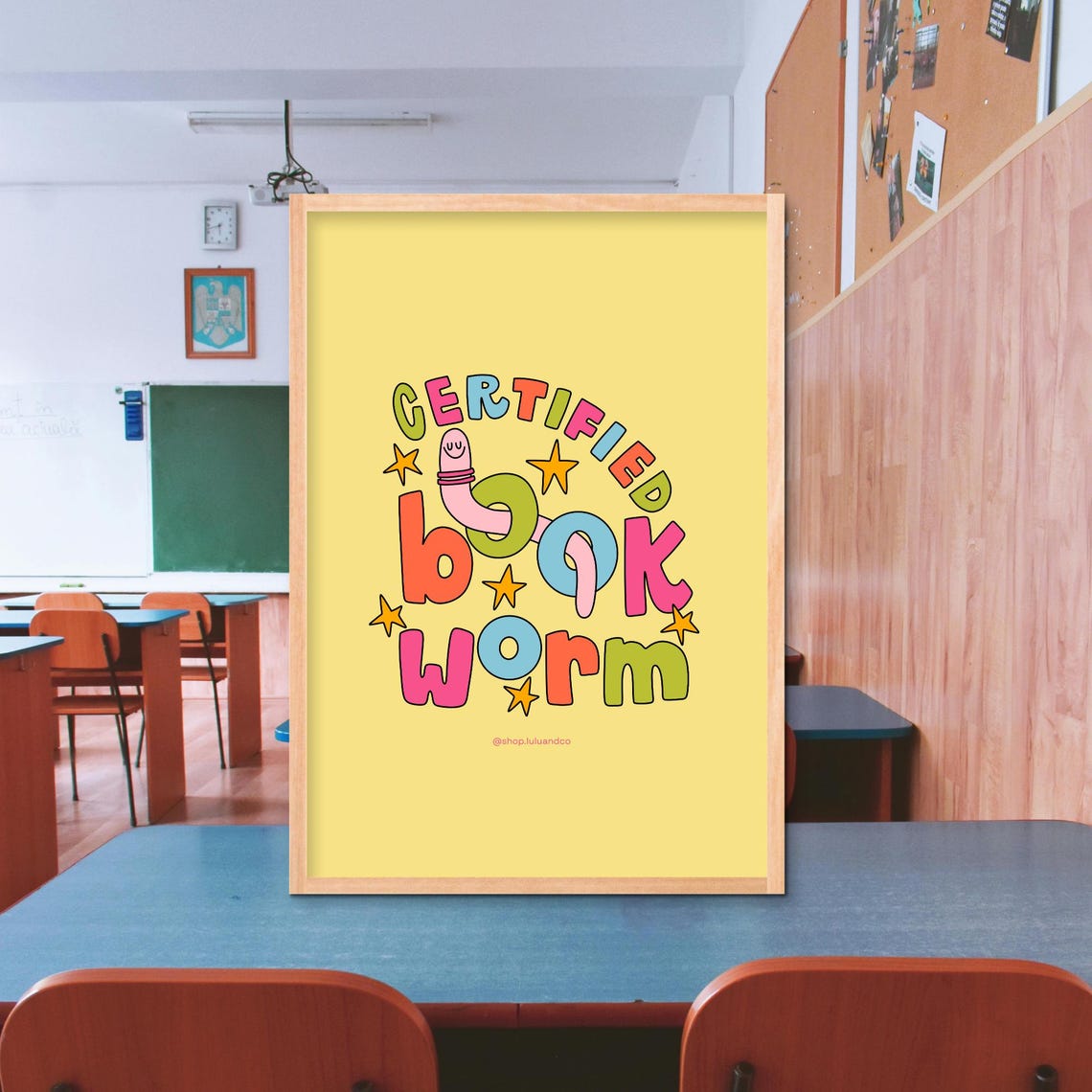 Certified Bookworm Butter Yellow Wall Art Classroom Library Book Lover ...