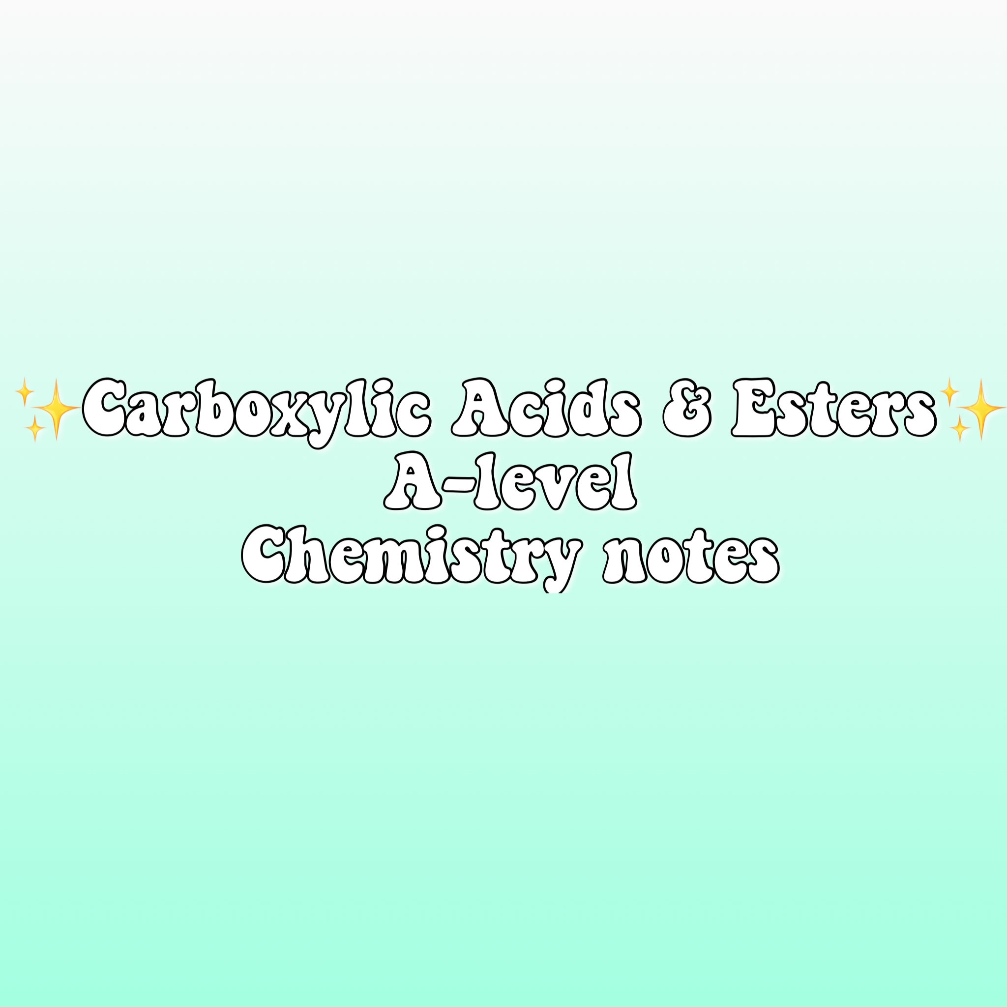 Carboxylic Acids and Esters Notes A-level Chemistry OCR-A - Etsy
