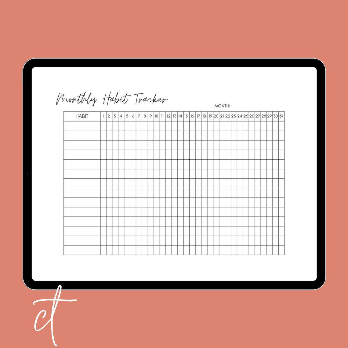 Monthly Habit Tracker (fill in the Table as You Complete Your New Habit ...
