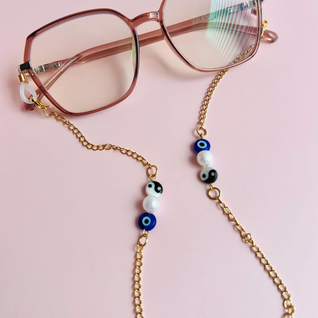 Unique Glasses Chain / Evil Eye, Pearl and Yin Yang Eyeglass Holder ...