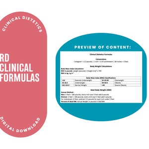 Clinical Dietitian Formula Cheatsheet, Nutrition, DI, Rd2be, Registered ...