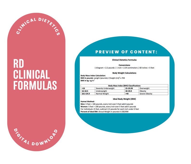 Clinical Dietitian Formula Cheatsheet, Nutrition, DI, Rd2be, Registered ...