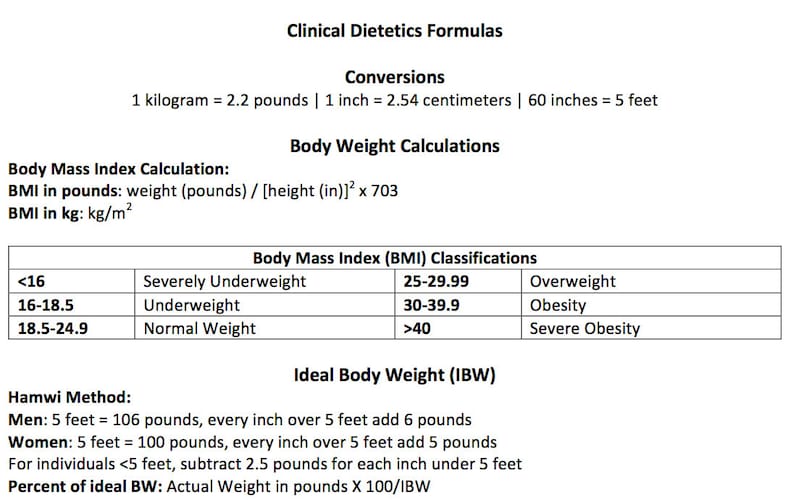 Clinical Dietitian Formula Cheatsheet, Nutrition, DI, Rd2be, Registered ...