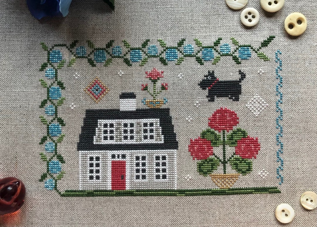 Olde Cape Summer House Primitive Folk Art Cross Stitch Pattern by ...