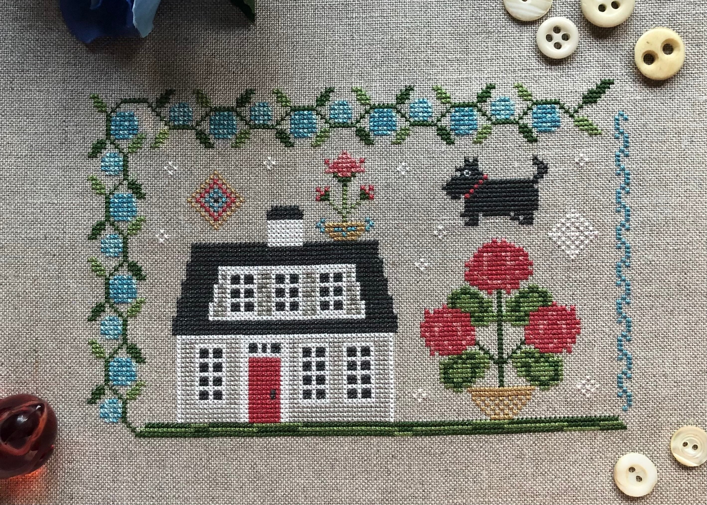 Olde Cape Summer House Primitive Folk Art Cross Stitch Pattern by ...