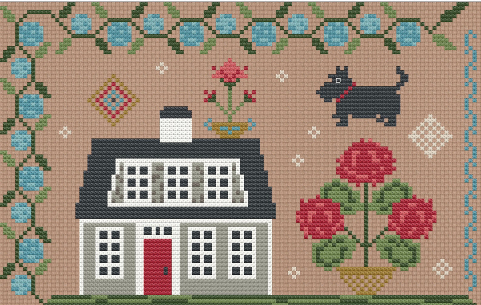 Olde Cape Summer House Primitive Folk Art Cross Stitch Pattern by ...