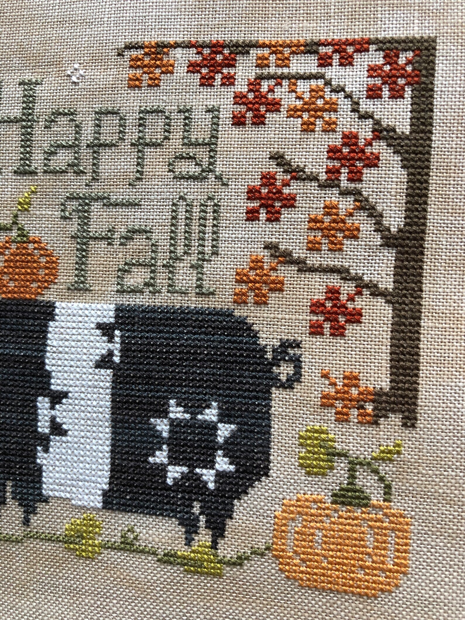 Happy Fall Pig in a Pumpkin Patch Primitive Folk Art Cross - Etsy