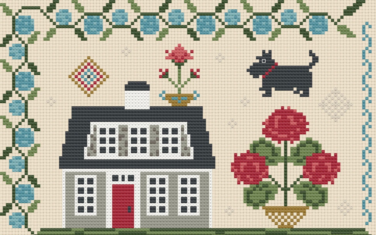 Olde Cape Summer House Primitive Folk Art Cross Stitch Pattern by ...
