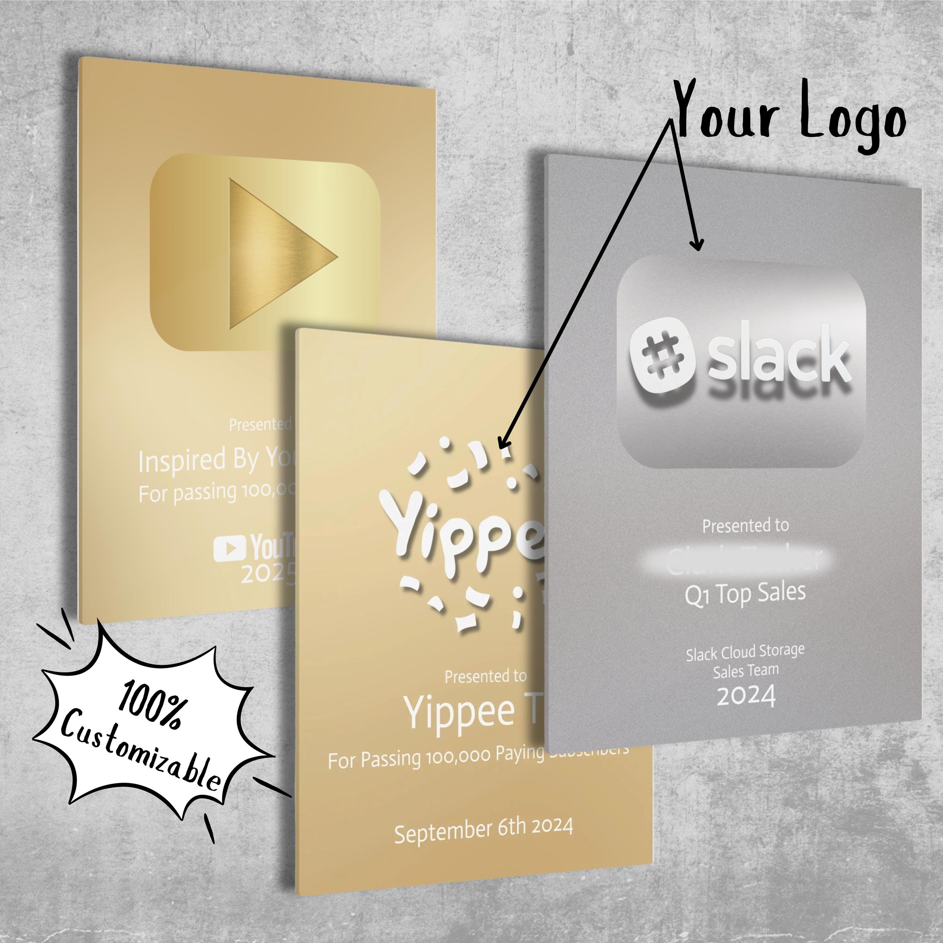 Personalized Content Creator Award, Corporate Plaque, Custom Gold Play ...
