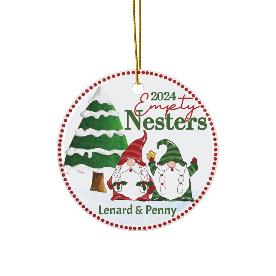 Gnome Empty Nesters Ceramic Ornament Personalized W/ 2 Names Couples ...
