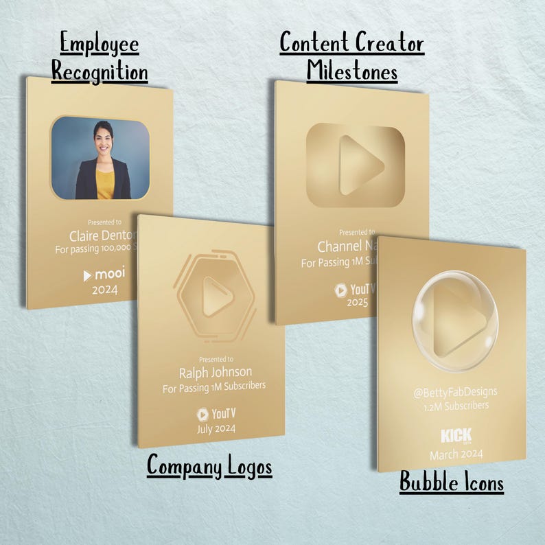 Personalized Content Creator Award, Corporate Plaque, Custom Gold Play ...
