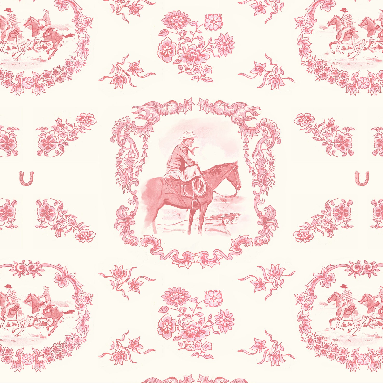 Cowboy Wallpaper in Rose, Removable Peel and Stick - Etsy