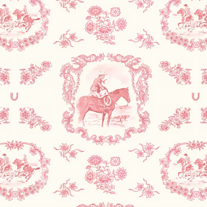 Cowboy Wallpaper in Rose, Removable Peel and Stick - Etsy