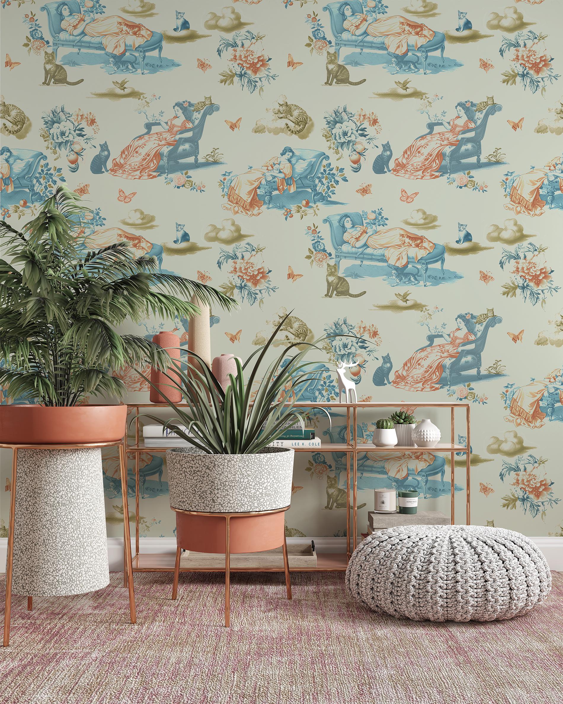 Cat Nap Peel & Stick Wallpaper, in Meadow - Etsy