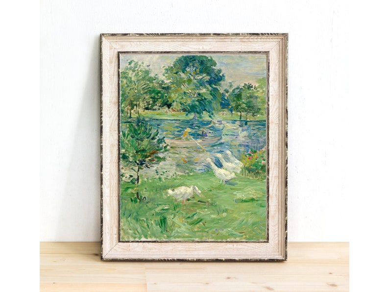 Spring Lake Garden Vintage Painting Digital Download, France Country ...