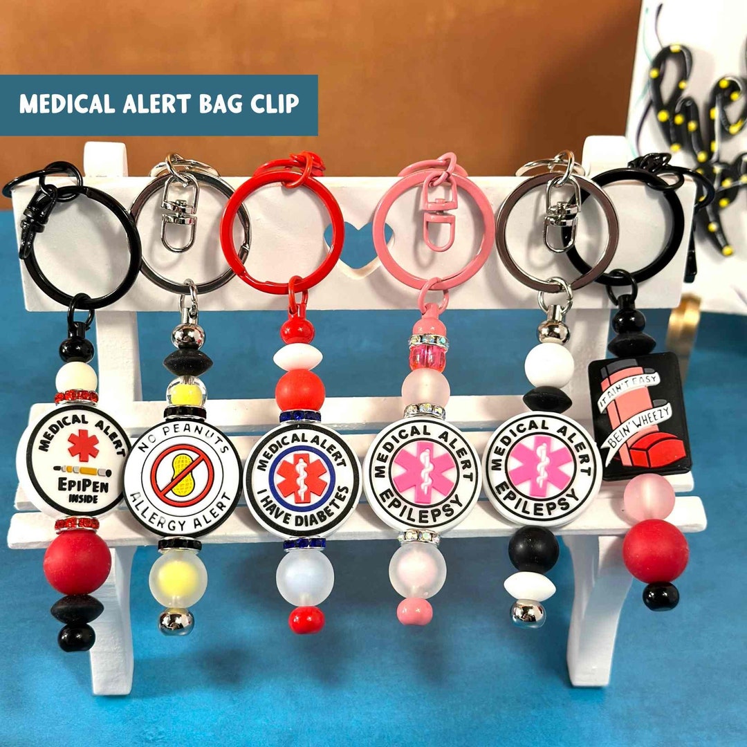 Kid's Medical Health Alert Emergency Notice Beaded Backpack Clip ...