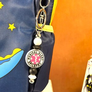Kid's Medical Health Alert Emergency Notice Beaded Backpack Clip ...