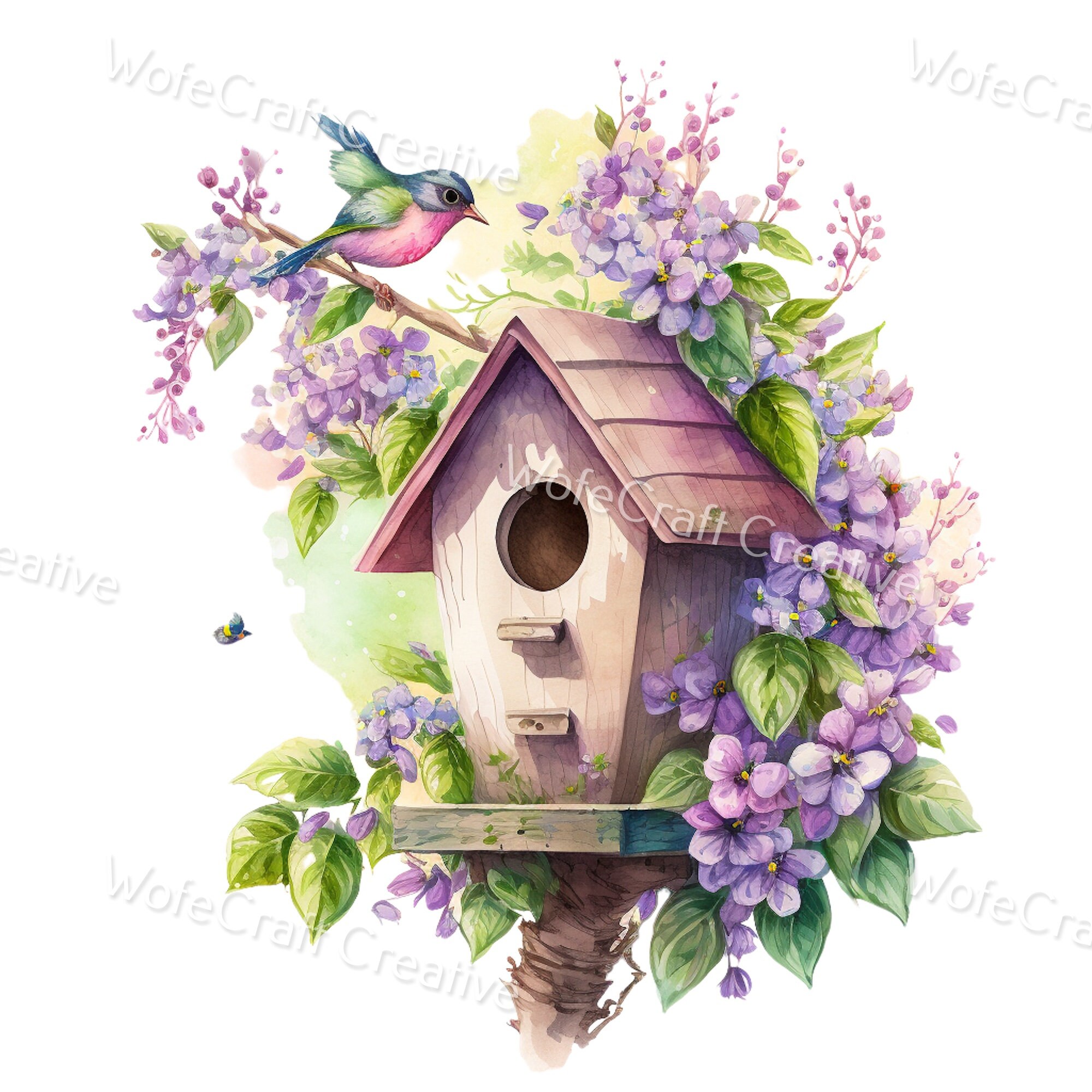 Watercolor Spring Clipart Birdhouse Collection Clipart Birdhouse Pngs ...