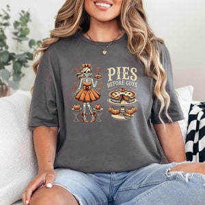 Funny Skeleton Autumn T-shirt: Pies Before Guys, Coquette Tee - Etsy