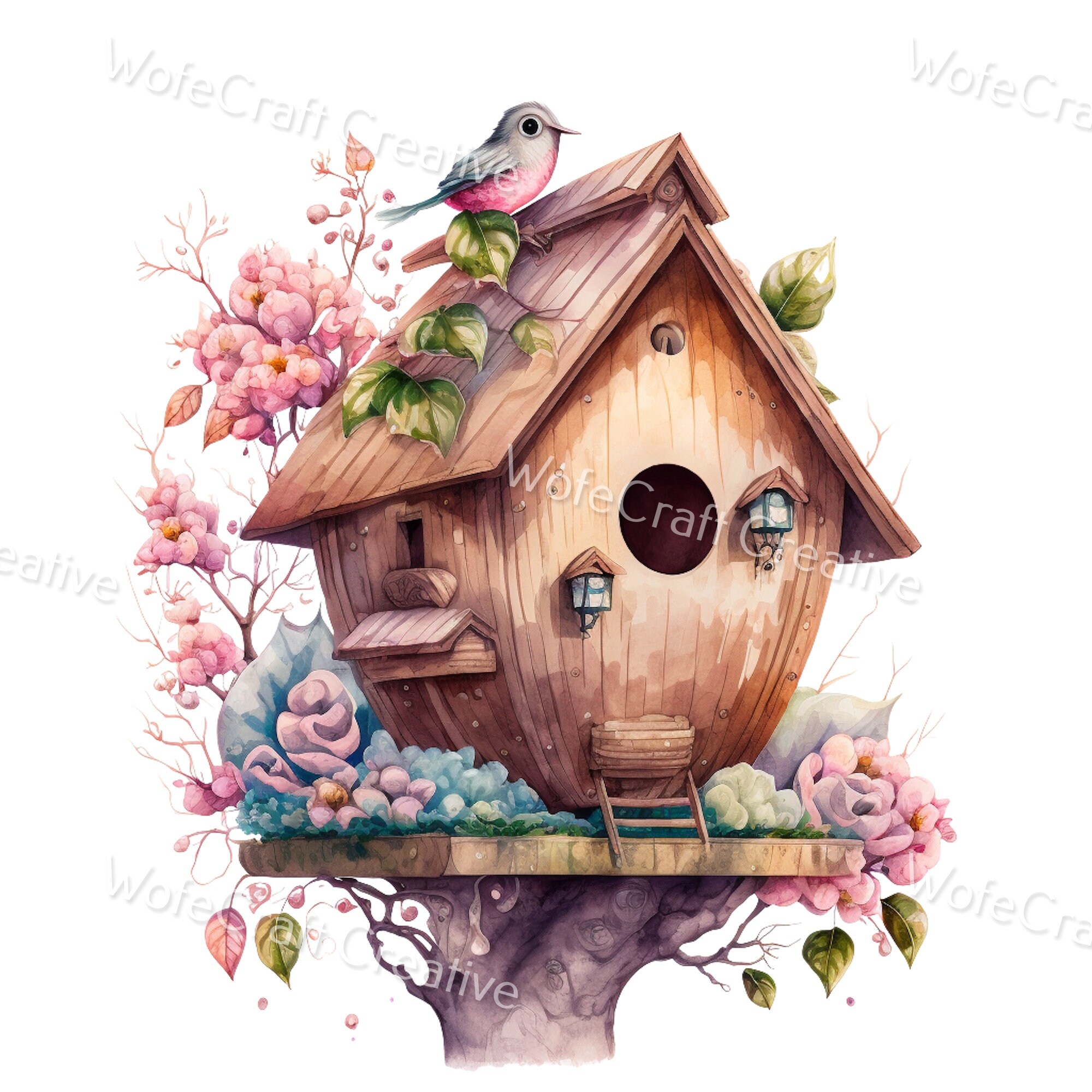 Watercolor Spring Clipart Birdhouse Collection Clipart Birdhouse Pngs ...