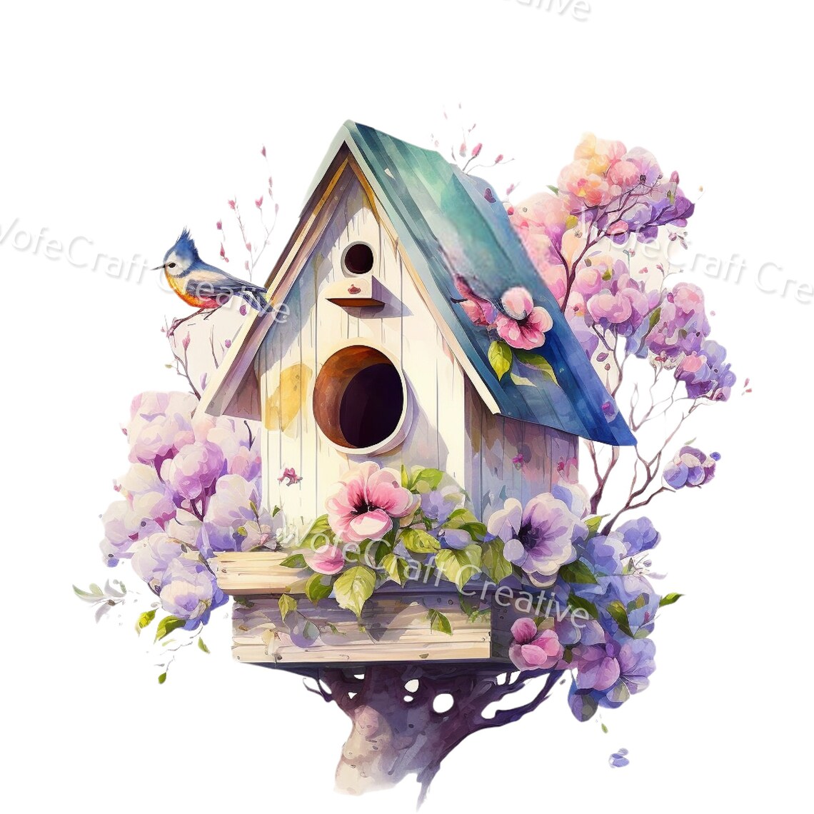 Watercolor Spring Clipart Birdhouse Collection Clipart Birdhouse Pngs ...