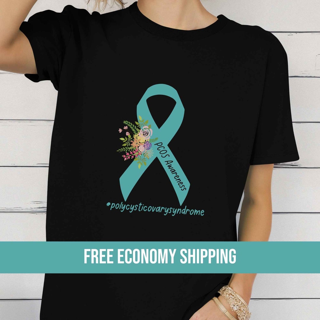 Polycystic Ovary Syndrome Awareness T-shirt PCOS Ribbon Tee Gift for ...