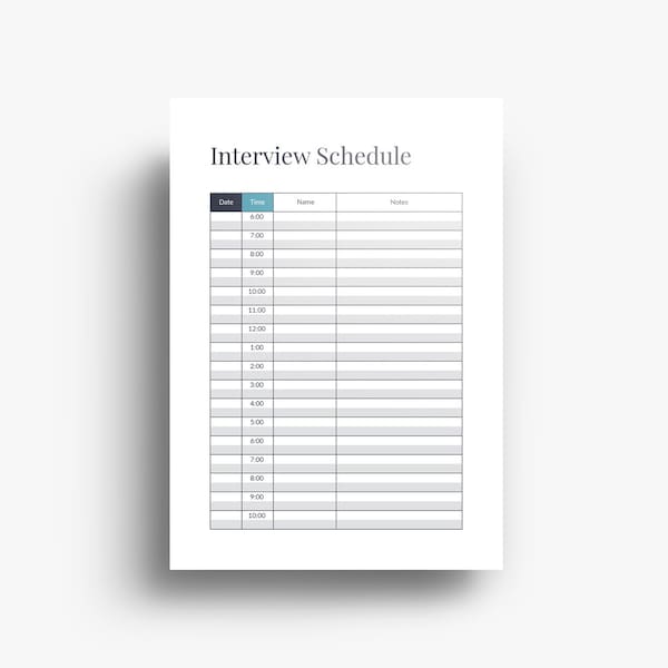 Interview Schedule Template - Etsy