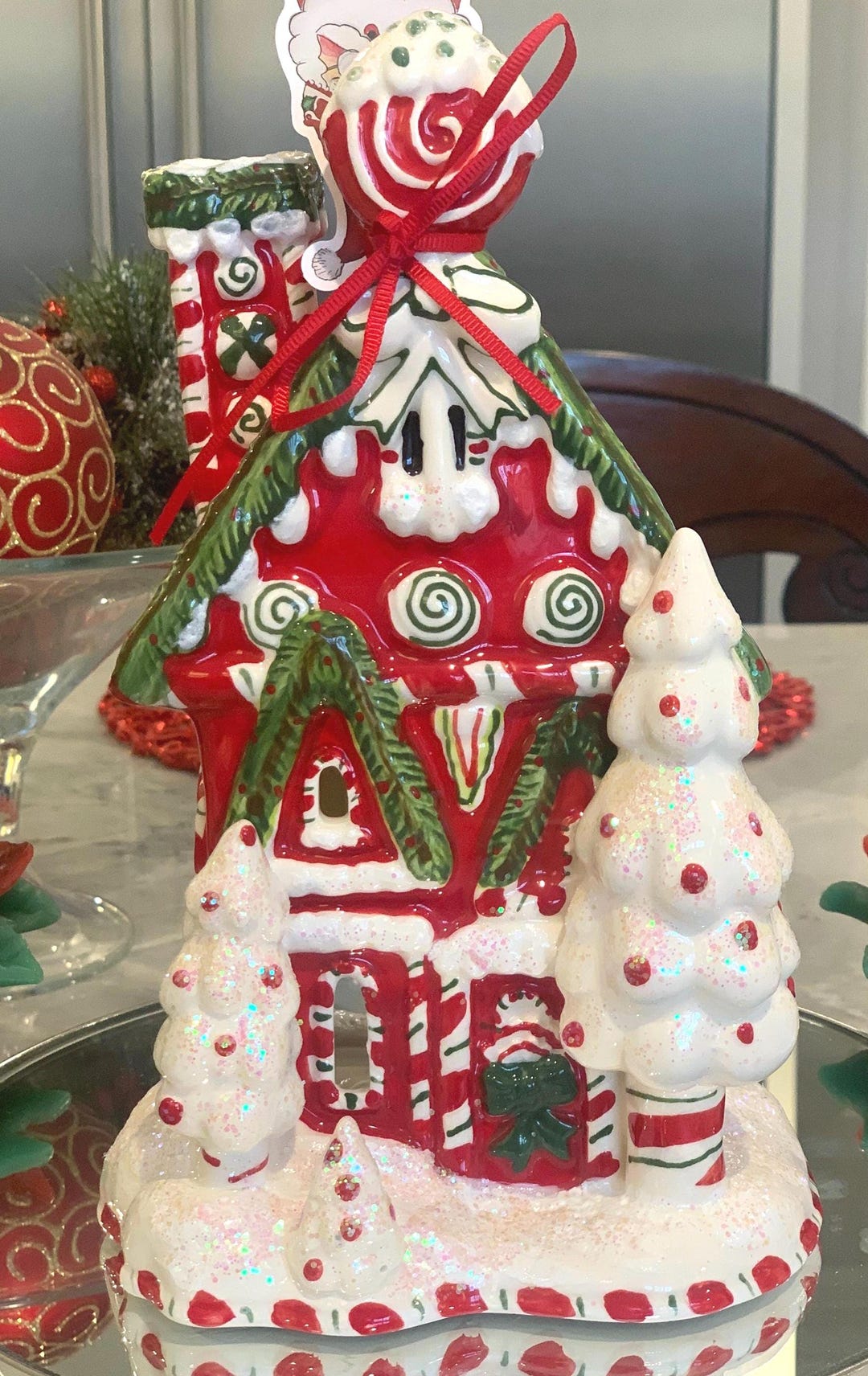 Blue Sky Peppermint Snow Holiday House | Christmas Luminary W/glittery ...